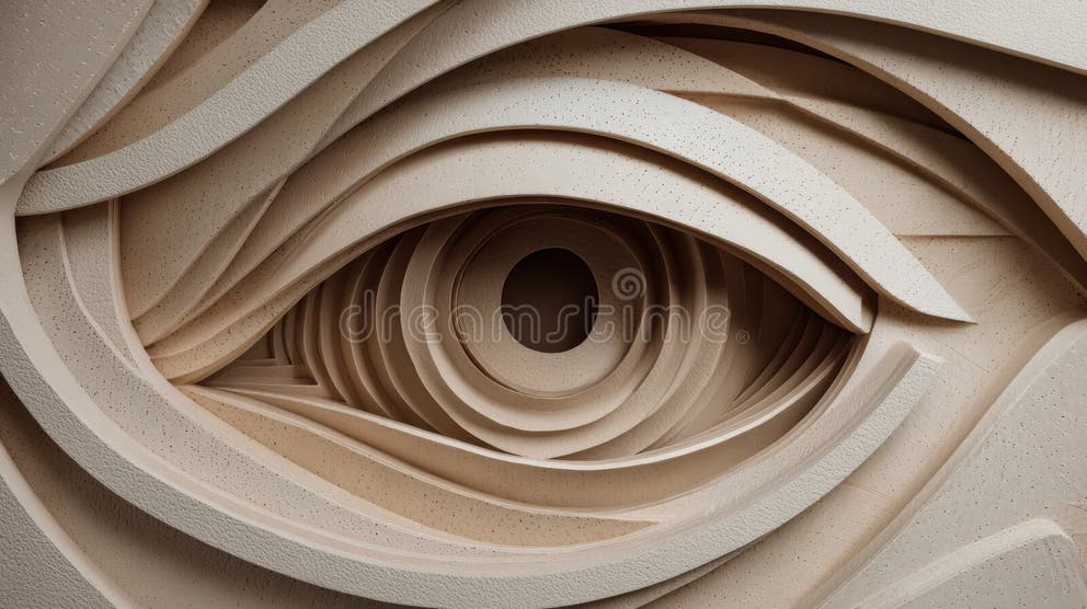 Layered Abstract Shapes Form a Striking Eye Design Against a Neutral ...