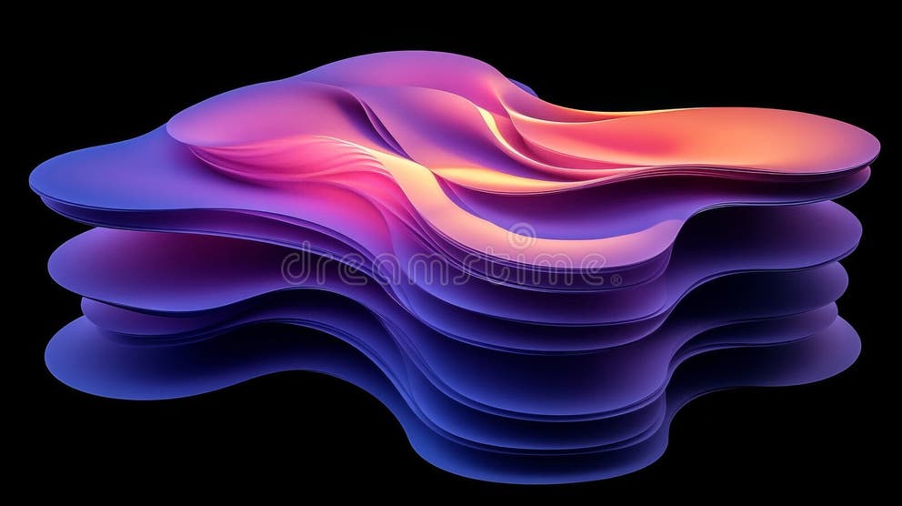 Layered Abstract Waves in Purple Pink and Orange Gradient Stock ...