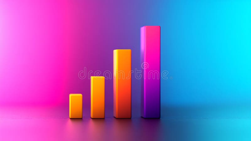 Layered Bar Chart with Soft Shadows and Gradient Tones Stock ...