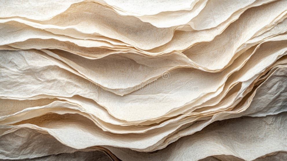 Layered Beige Paper Sheets Creating Wave Pattern Stock Illustration ...