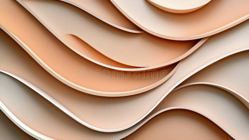 Layered Beige and Tan Paper, Earthy Tones Forming a Fluid, Dynamic Wave ...