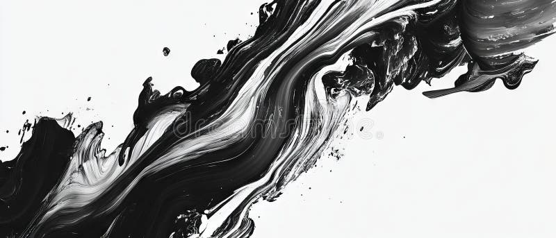 Layered Black Ink Patterns Create Dynamic Movement on a White ...