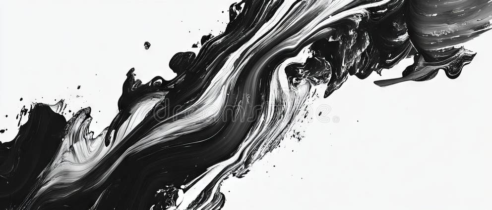Layered Black Ink Patterns Create Dynamic Movement on a White ...