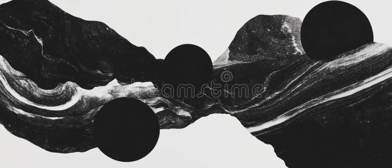 Layered Black Ink Patterns and Shapes Create a Striking Contrast with a ...