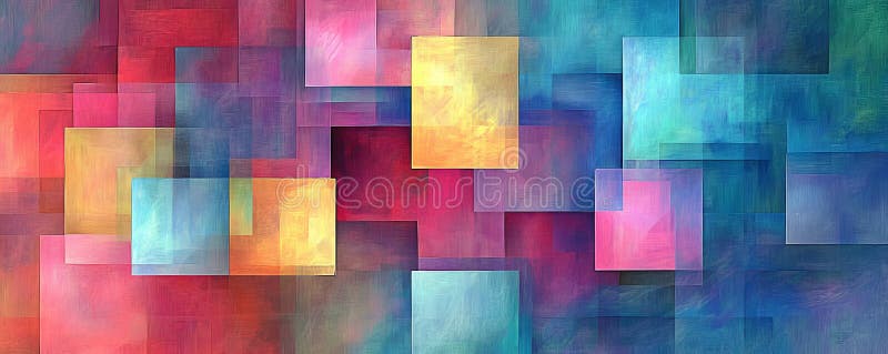 Layered Blocks Top-View, Abstract, Oil-Paint Style, Translucent ...