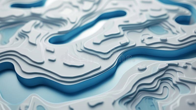 Layered Blue Abstract Topography with 3D Effect Stock Photo - Image of ...