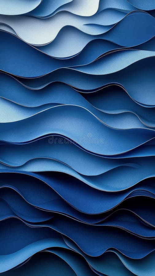 Layered Blue Waves Create a Dynamic Ocean Effect in an Artistic Display ...
