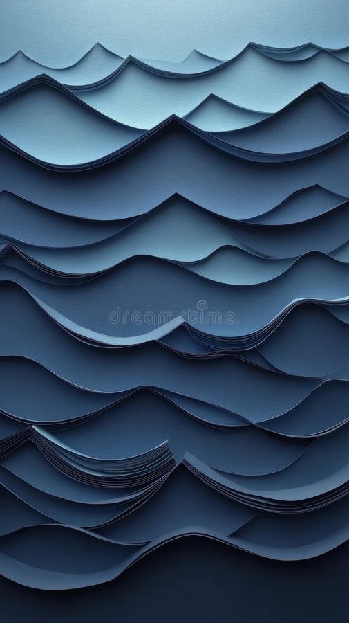 Layered Blue Waves Create a Dynamic Ocean Effect in an Artistic Display ...