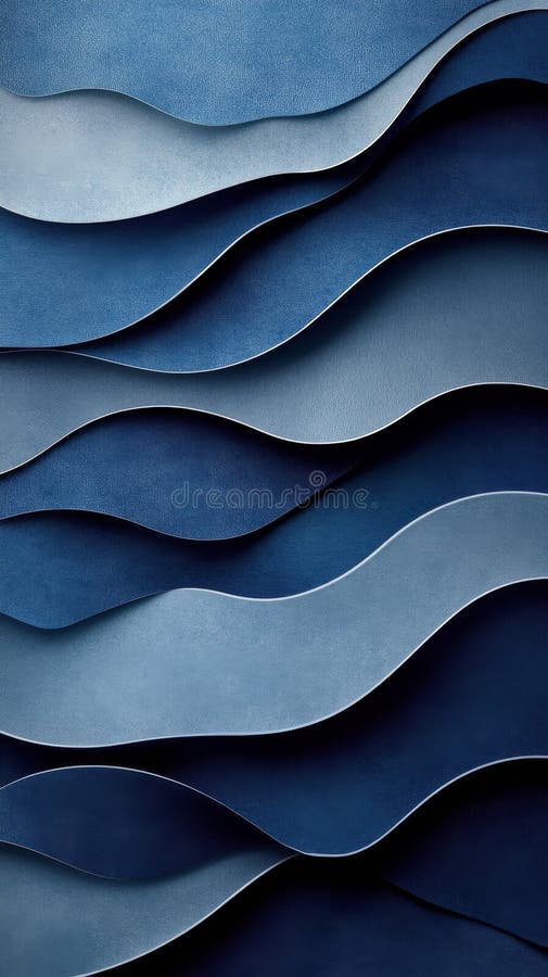 Layered Blue Waves Create a Dynamic Ocean Effect in an Artistic Display ...