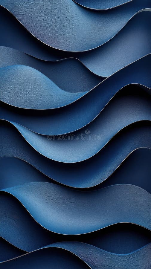 Layered Blue Waves Create a Dynamic Ocean Effect in an Artistic Display ...