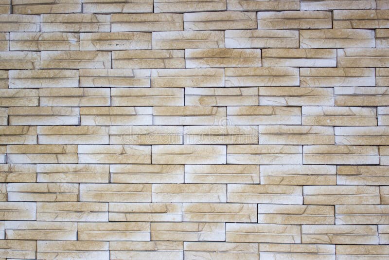 Gradient Brown Slim Bricks Layered on the Wall. Stock Image - Image of ...