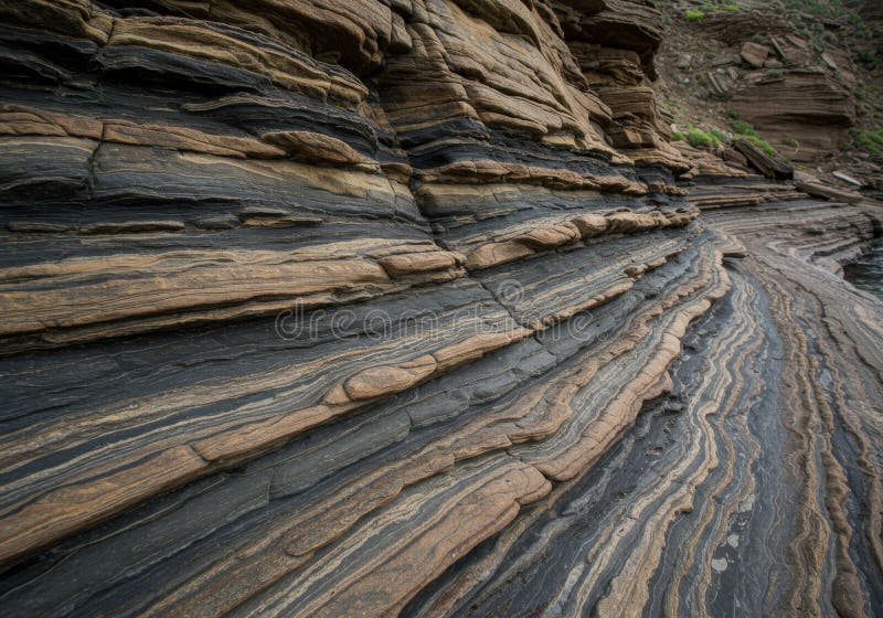 Layered Brown and Gray Rock Formation Texture Stock Illustration ...