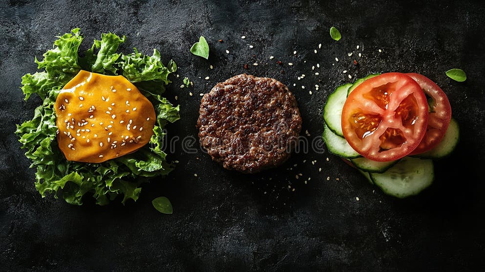 Layered burger ingredients stock illustration. Illustration of barbecue ...