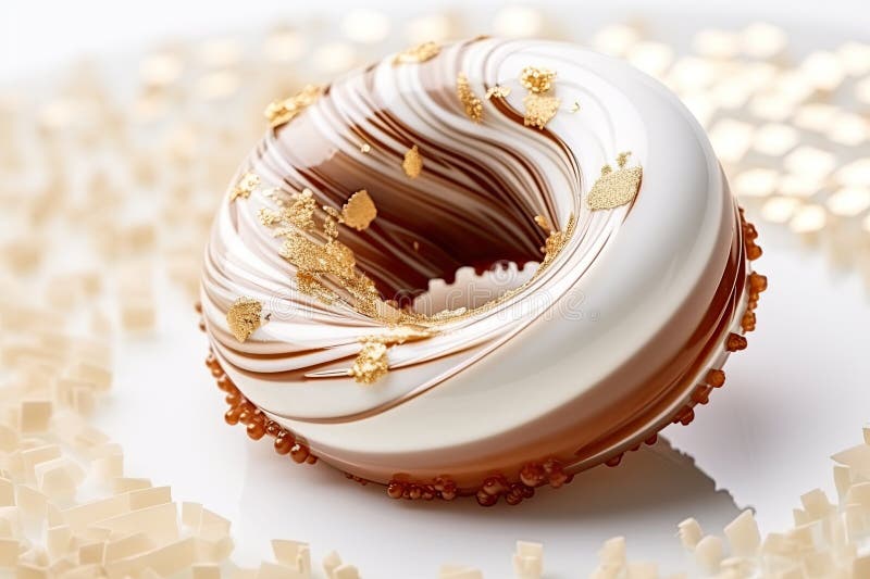 Layered Cadbury Cake in the Shape of a Ring, White and Beige Stock ...