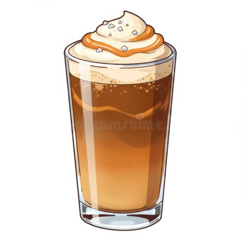 Layered Caramel Coffee Drink with Whipped Cream Stock Illustration ...