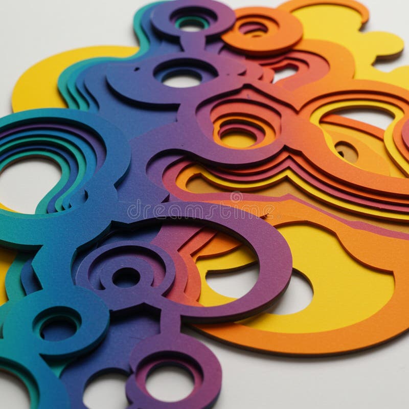 Layered Cardboard Cutouts in Vibrant Colors Create a Pattern of ...