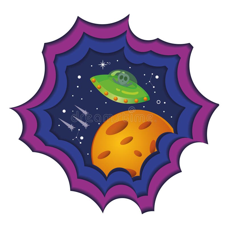 Layered Cartoon View of Outer Space Vector Stock Illustration ...