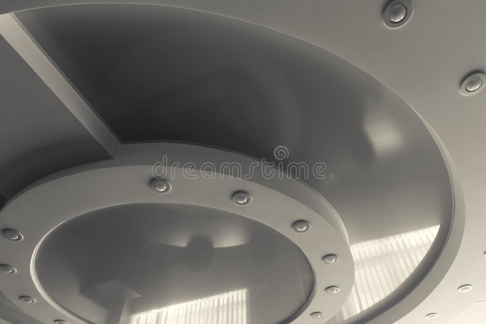 Layered Ceiling with Embedded Lights and Stretched Ceiling Inlay Stock ...