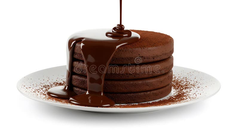 Layered Chocolate Cake with Chocolate Drip Isolated on White Background ...