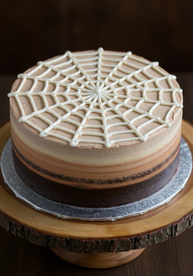 Layered Chocolate Cake with Spiderweb Frosting Stock Illustration ...