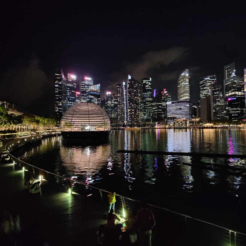 Night View from Marina Bay Sands Editorial Photography - Image of ...