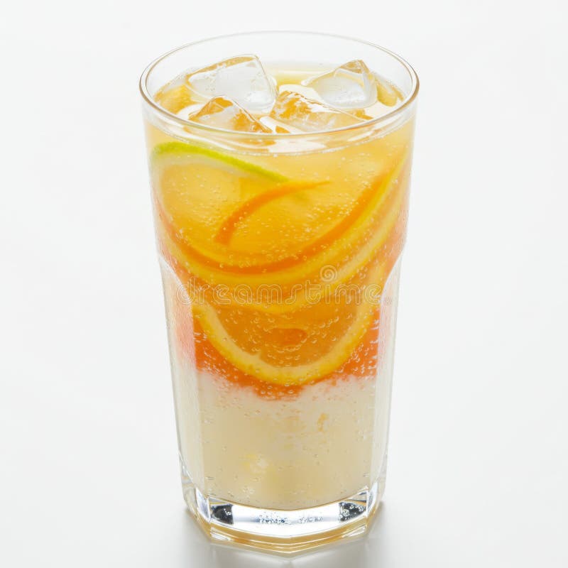 Layered Citrus and Creamy Ice Drink in Glass Stock Illustration ...