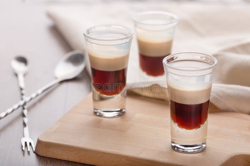 Layered Cocktail of Coffee Liqueur Stock Image - Image of cream ...