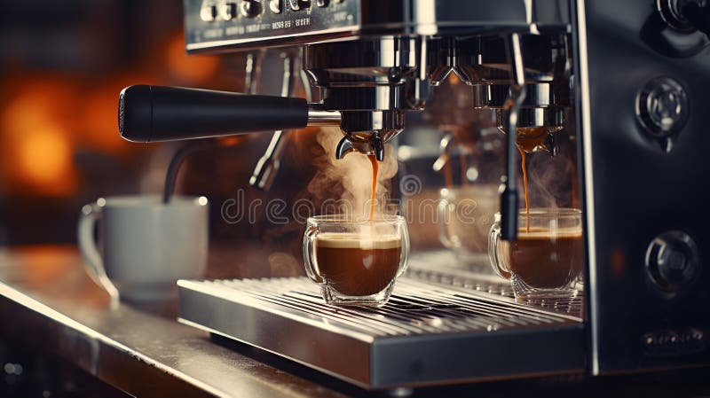 Layered Coffee Made with Professional Coffee Making Machine Stock ...