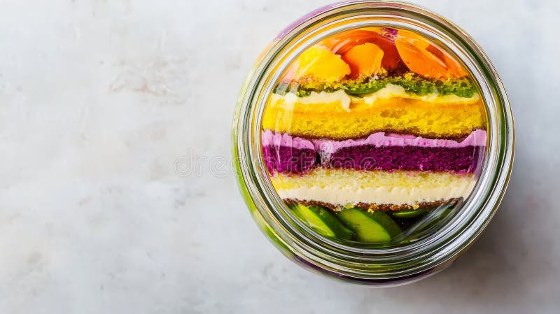 Layered Colorful Cake Dessert in a Glass Jar Stock Photo - Image of ...