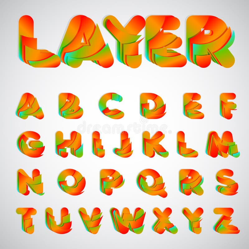 Layered Colorful Font, Vector Illustration Stock Vector - Illustration ...