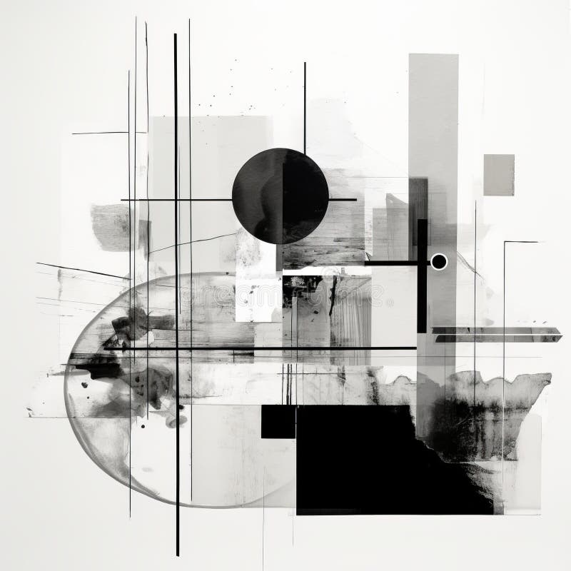 Layered and Complex: Abstract Black and White Art Piece Stock ...