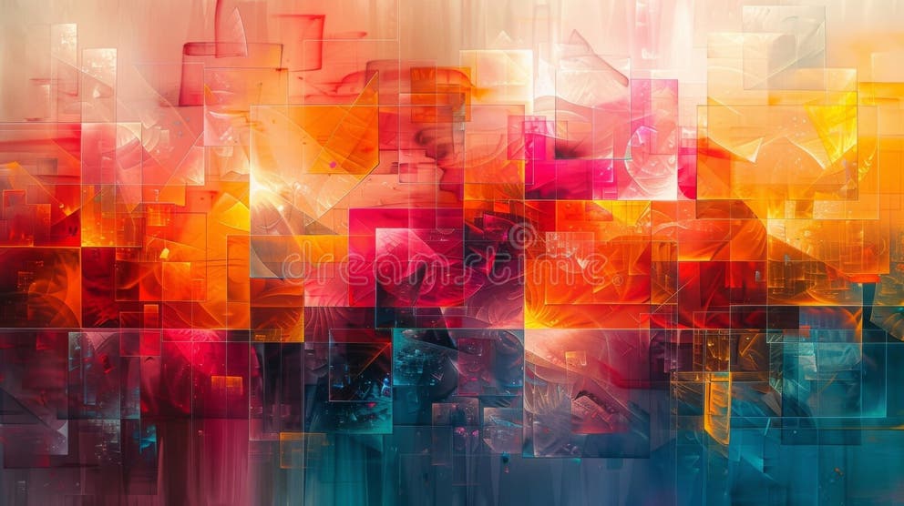 A Layered Composition of Translucent Shapes and Patterns Portrays the ...