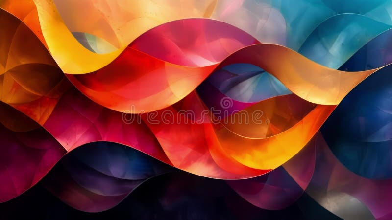 A Layered Composition of Translucent Shapes and Patterns Portrays the ...