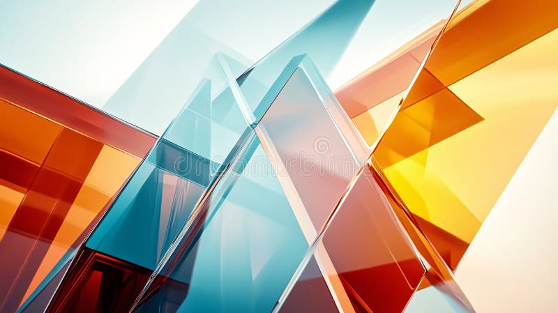 A Layered Composition of Transparent 3D Geometric Shapes Creates a ...