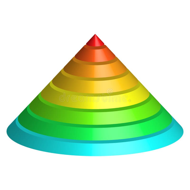 Layered Cone. 3D Conical Pyramid of 8 Multicolored Layers. Vector ...