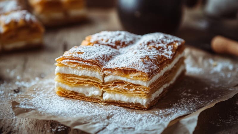 Layered Cream Puff Pastry Dessert Stock Illustration - Illustration of ...