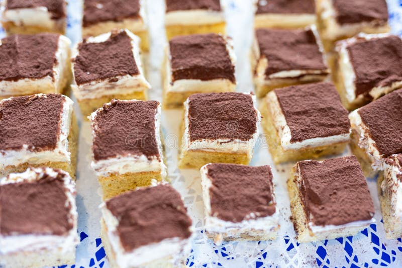 Layered Creamy Cake with Cocoa Powder Stock Image - Image of italian ...