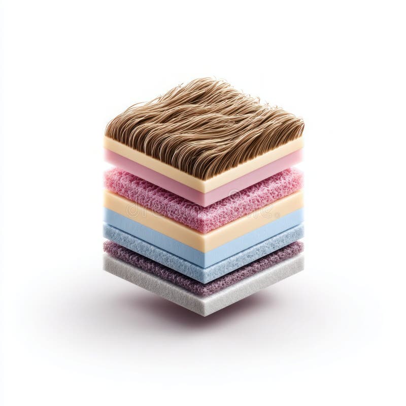 A Layered Cube Illustration Showcasing Various Textures and Colors with ...