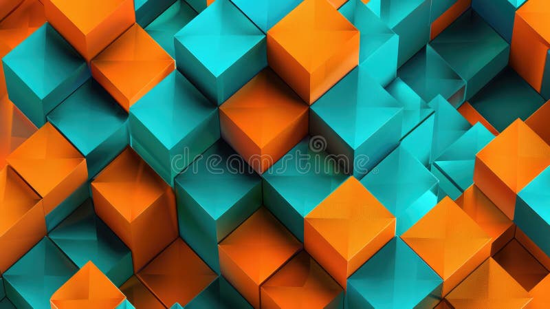 Layered Cubes in an Eye-catching 3D Geometric Pattern, Bright Orange ...