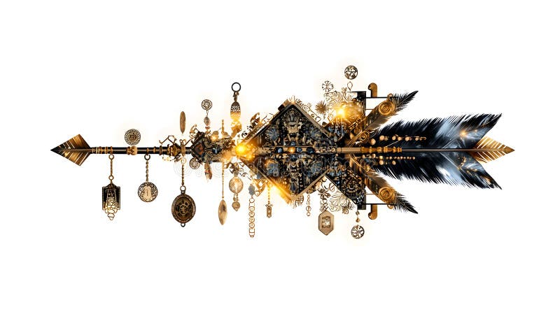 Layered 3D Boho Arrow Design with Intricate Patterns and Golden Accents ...