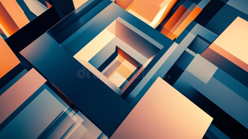 Layered 3D Geometric Shapes Forming Depth in a Visually Rich Geometric ...