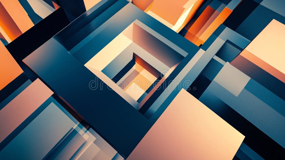 Layered 3D Geometric Shapes Forming Depth in a Visually Rich Geometric ...