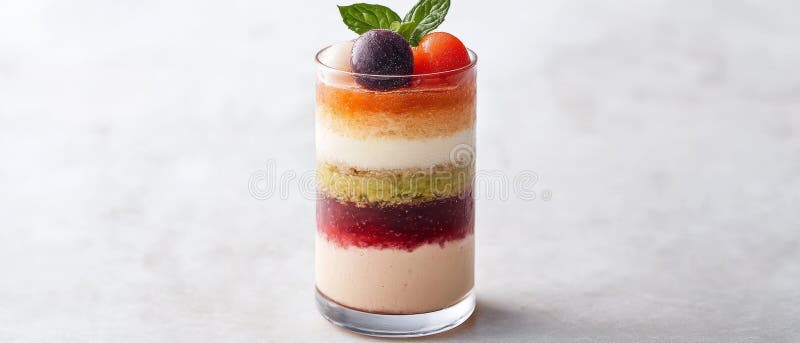 Layered Dessert with Fresh Fruit and Mint Stock Illustration ...