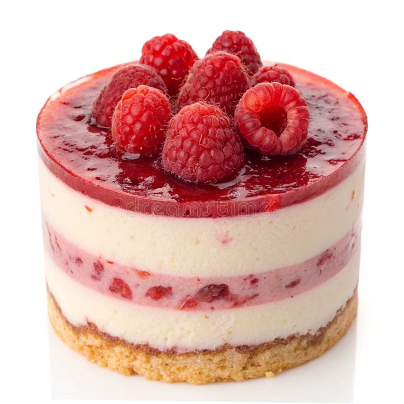 Layered Dessert with Raspberry Top Isolated on White Background Stock ...