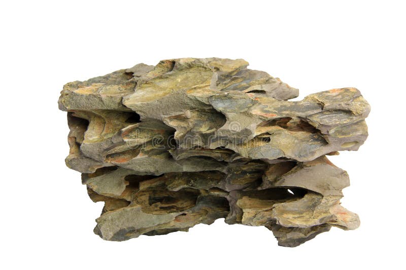 Layered Dragon Stone Slab with Dramatic Ridges and Cavities Isolated on ...