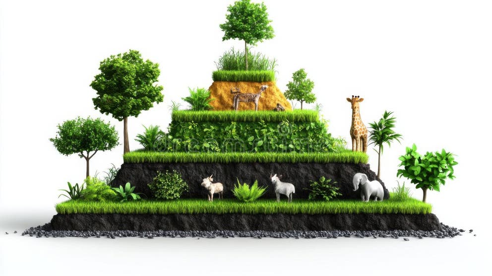 Layered Ecosystem, Biodiversity Pyramid Stock Illustration ...