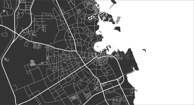 Map of Doha,Qatar stock vector. Illustration of road - 300829346
