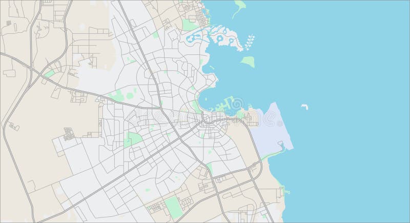 Map of Doha,Qatar stock illustration. Illustration of city - 300829332