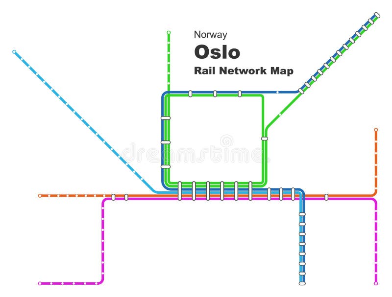 Rail Network Map of Oslo,Norway Stock Vector - Illustration of ...