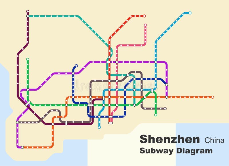Vector Illustration of the Subway Diagram of Shenzhen,China Stock ...